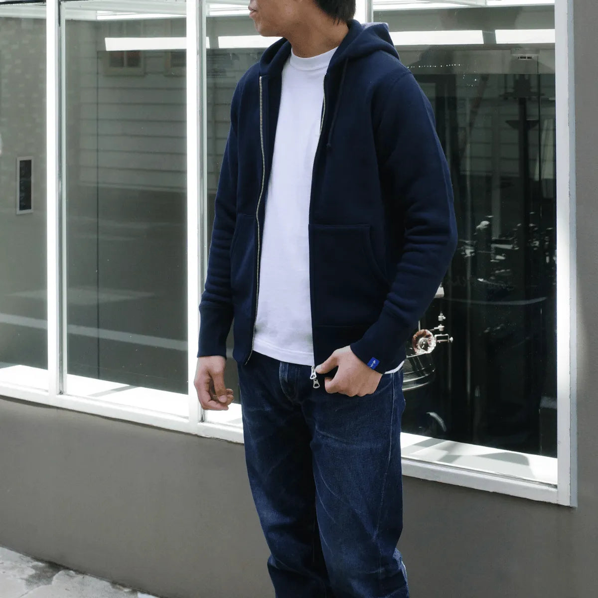 Loopwheeler LW09 Round-body zipper hoodie - Marine (Navy) – LOOPWHEELER